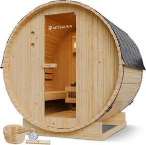 Zahradní sudová sauna pro 4 osoby s kamny 6 kW