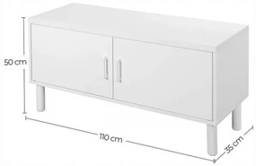Vasagle Botník 110x50x35cm, bílá, dřevo