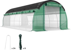 Outsunny Zahradní Skleník 6 x 3 x 2 m Fóliový Skleník s 12 Okny, Rolovacími Dveřmi a Bočními Stěnami, UV-Odolný Fóliový Tunel, Zimní Dům pro Rajčata s