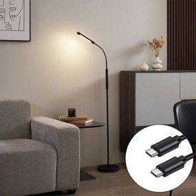 Moderní stojací lampa černá vč. LED 3-stupňové stmívatelné dobíjecí - Statler