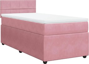 Box spring postel s matrací růžová 100x200 cm samet 3287667