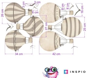 INSPIO Samolepky na zeď pro děti - Samolepky balónů v neutrálních odstínech