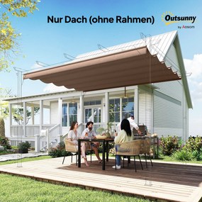 Náhradní střecha pro pergolu 3 x 3 m, zatahovací, s otvory pro odvod dešťové vody, odolná proti povětrnostním vlivům, polyester, 250 x 255 cm Káva