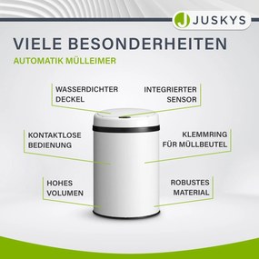 Juskys Kulatý bezdotykový odpadkový koš Barva: stříbrná, Velikost: 50 L