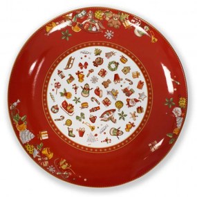 Vánoční talíř/tác na cukroví 30,5 cm CHICCHI E BALOCCHI červený BRANDANI