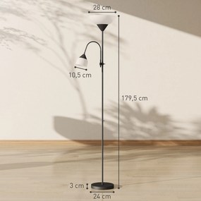 HOMCOM Stojací lampa s reflektorem, lampa matky a dítěte, vysoká lampa se 3 barevnými teplotami a flexibilním husím krkem, černá