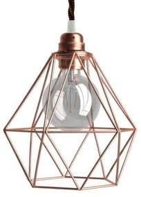 creative cables Závěsná lampa s textilním kabelem, stínidlovým rámem diamant a kovovými detaily Barva: Bílá