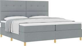 Postel s boxspringem s čelo Světle šedá 200 x 200 cm textil 3339644
