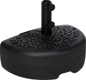 Stojan na slunečník Outsunny pro stěnu Ø38/48 mm polokruhový plnitelný se 21 kg vody nebo 18 kg písku pro zahradu, terasu, venkovní použití, 50x31x38