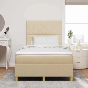Postel s boxspringem s čelo Krémová 120 x 190 cm textil 3339684