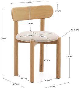Jídelní židle z dubového dřeva v krémovo-přírodní barvě v sadě 2 ks Nebai – Kave Home