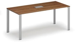 Stůl INFINITY 1800 x 900 x 750, ořech + stolní zásuvka TYP V, stříbrná