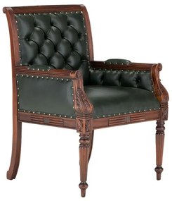 furniture-nabytek.cz - Masivní kancelářské křeslo Cambridge II, mahagon, lakované, zelené
