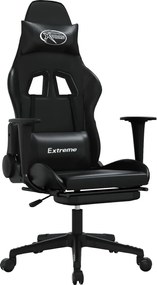 vidaXL Masážní herní židle s podnožkou umělá kůže [345465] Barva: Černá a šedá