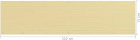 Balkonová zástěna béžová 75 x 300 cm HDPE 310908