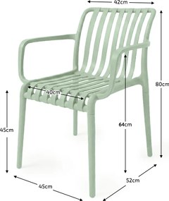 Zahradní set TREGO ISLAND - 4 židle s područkami a kulatý stůl ø 90 cm, zelená