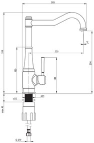 Deante Tamizo, dřezová baterie s otočným ramenem, černá, BQT_N63M