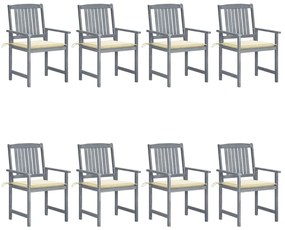 Zahradní židle s poduškami 8 ks masivní akáciové dřevo šedé,  3078224