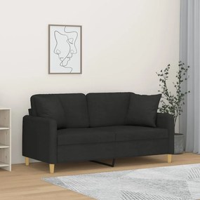 2místná pohovka s polštáři černá 140 cm textil 3200913