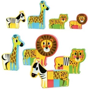 Vilac Dřevěné puzzle Veselé safari / od 2 let