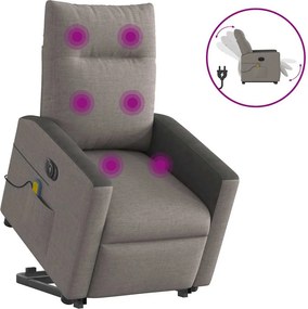 Elektrické zvedací masážní polohovací křeslo taupe textil 3324078