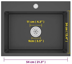 vidaXL Marketos Ručně vyrobený kuchyňský dřez černý nerezová ocel