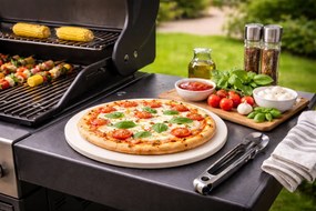 Univerzální pizza kámen – Cordierit BestBerg BBBQ-3005PZ / Ø 30,5 cm / krémová