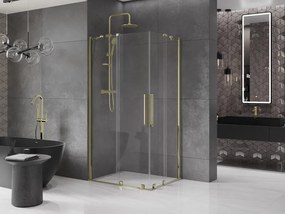 Mexen Velar Duo, sprchový kout s posuvnými dveřmi 100(dveře) x 90(dveře) cm, 8mm čiré sklo, zlatý lesklý profil, 871-100-090-02-50