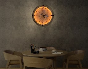 Li-Go "Pampeliška" Světelné hodiny 32 cm provedení povrchu: dub světlý, varianta napájení svítidla: baterie+pohybové čidlo