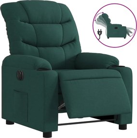 Elektrické polohovací křeslo tmavě zelené textil 3206633