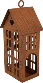 Rezavý svícen ve tvaru domku Rustic Charm - 7*8*15 cm