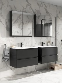Cersanit Moduo Slim SET, závěsná skříňka 50x35x62 cm + umyvadlo 50cm, antracitová matná, S801-478