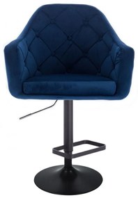 LuxuryForm Barová židle ANDORA VELUR  na černém talíři - modrá
