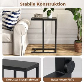 Costway Odkládací stolek ve tvaru C s kovovým rámem do obývacího pokoje, černý