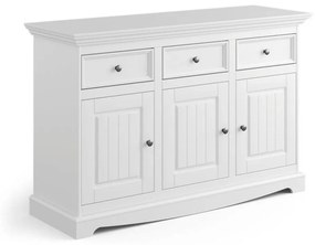 Massive home | Bílá komoda  z masivu Belluno Elegante 3D3S s bílou deskou