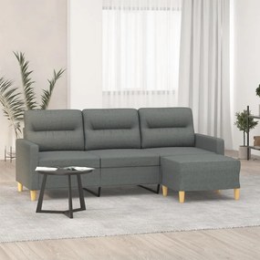 3místná pohovka s podnožkou tmavě šedá 180 cm textil 3201074
