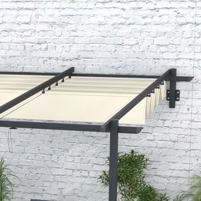 Outsunny Zastřešení terasy přibližně 3x3m, zahradní altán z hliníku, nástěnný zahradní altán s nastavitelnou střechou, sluneční ochrana pro zahradní …
