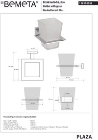Bemeta Design PLAZA: Držák kartáčků, sklo -