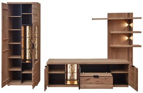 TV stolek Napoli 31 s LED osvětlením 200 cm z masivu dub Bianco