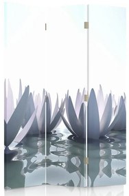 Ozdobný paraván, Lotosový květ - 110x170 cm, třídílný, obustranný paraván 360°