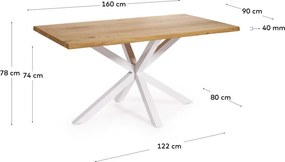 Jídelní stůl s deskou v dubovém dekoru 90x160 cm Argo – Kave Home
