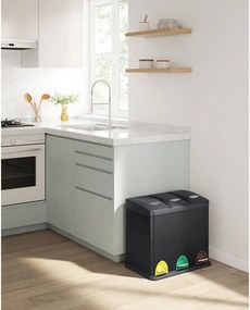 Koš na třídění odpadu SORT 24l (3x8l), černá SongmicsHome