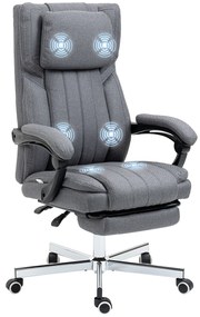 Kancelářská židle Vinsetto s 5 masážními režimy ergonomická kancelářská židle s funkcí polohování výškově nastavitelná podnožka vzhled lnu šedá | Aos…
