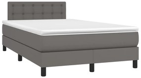 Box spring postel s matrací a LED šedá 120 x 190 cm umělá kůže