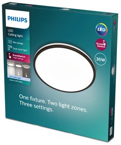 Philips 8719514432123 Ozziet stropní svítidlo LED 36W/4100lm 4000K černá SceneSwitch Stropní svítidla a stropnice