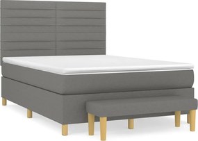 Box spring postel s matrací tmavě šedý 140 x 190 cm textil 3137230