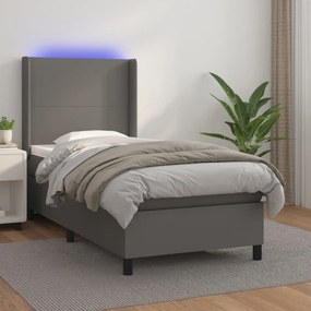vidaXL Box spring postel s matrací a LED 100x200 cm umělá kůže [3139248] Barva: Černá