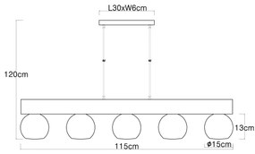 Globo 15656-5H - Lustr na lanku MOITAS 5xE27/40W/230V