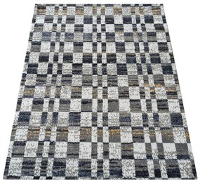 Kusový koberec LARA 05 Moderní Geometrický krémový šedý modrý Rozměr: 60x100 cm