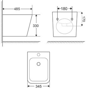 Mereo bidet závěsný kapotovaný 48 5x 345 x 330 keramika bílý VSD83B